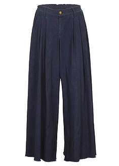 Leveälahkeinen farkkukankainen housuhame tummansininen denim • 31.99 ...